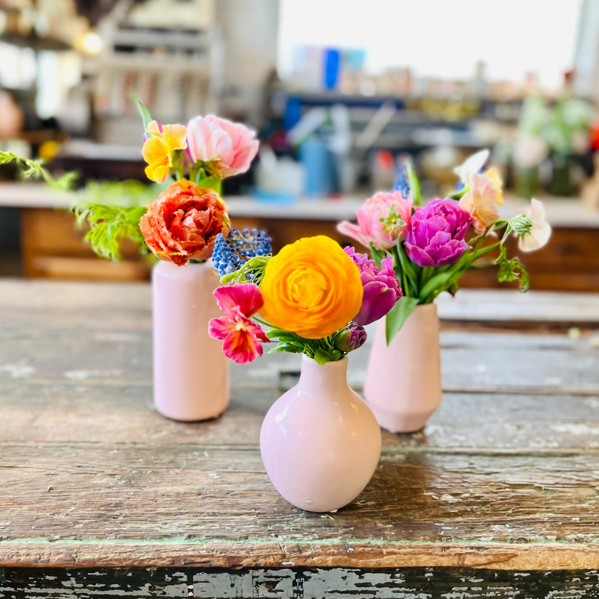 Petite Blush Bud Vase Flower Arrangement – Ruby Moon Floral